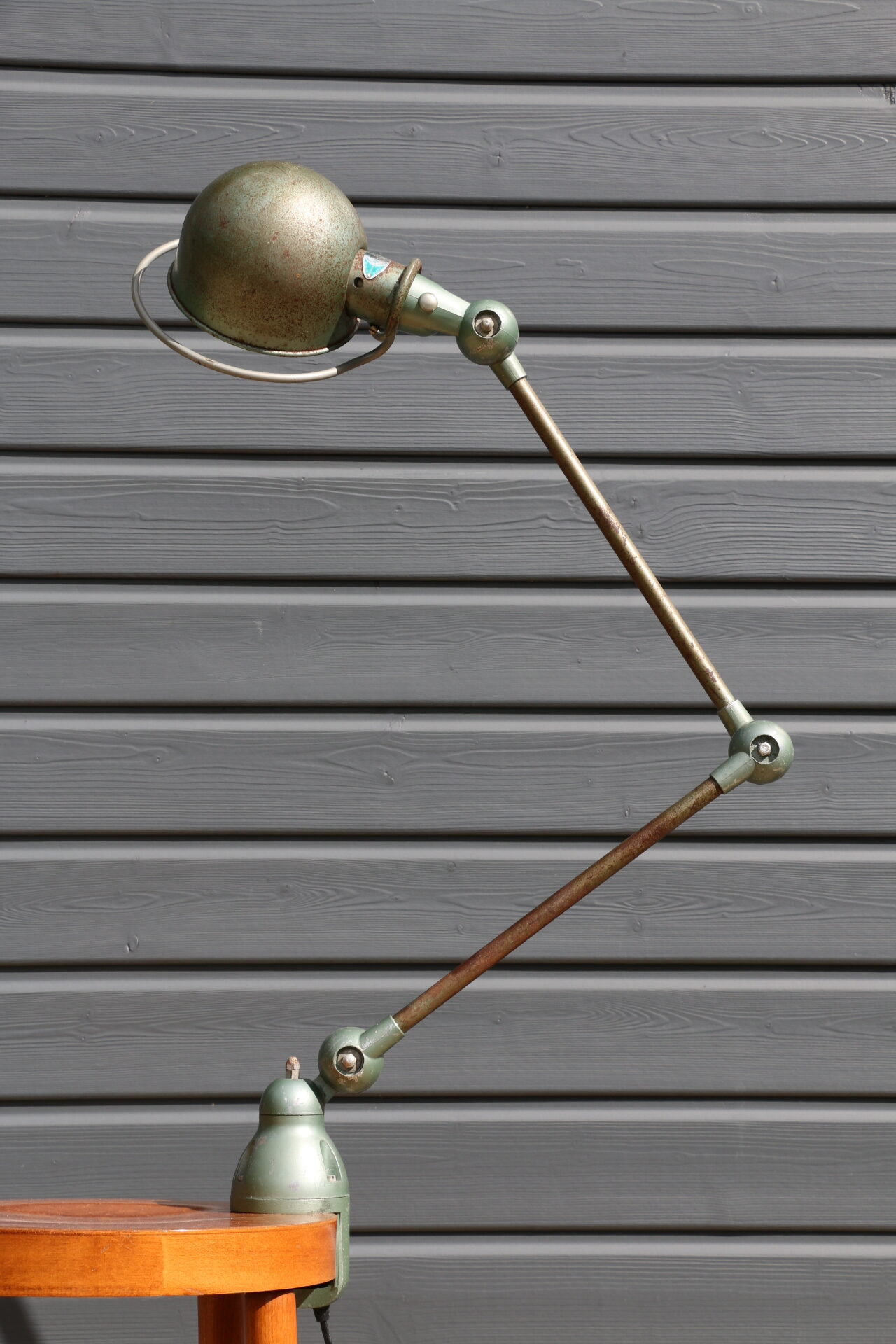 Lampe JIELDE 2 bras verte fixation étau - SONS OF VINTAGE | SONS OF VINTAGE